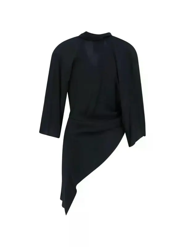 SEMICOUTURE Draped Asymmetric Hem Top - Black