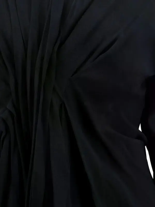 SEMICOUTURE Draped Asymmetric Hem Top - Black
