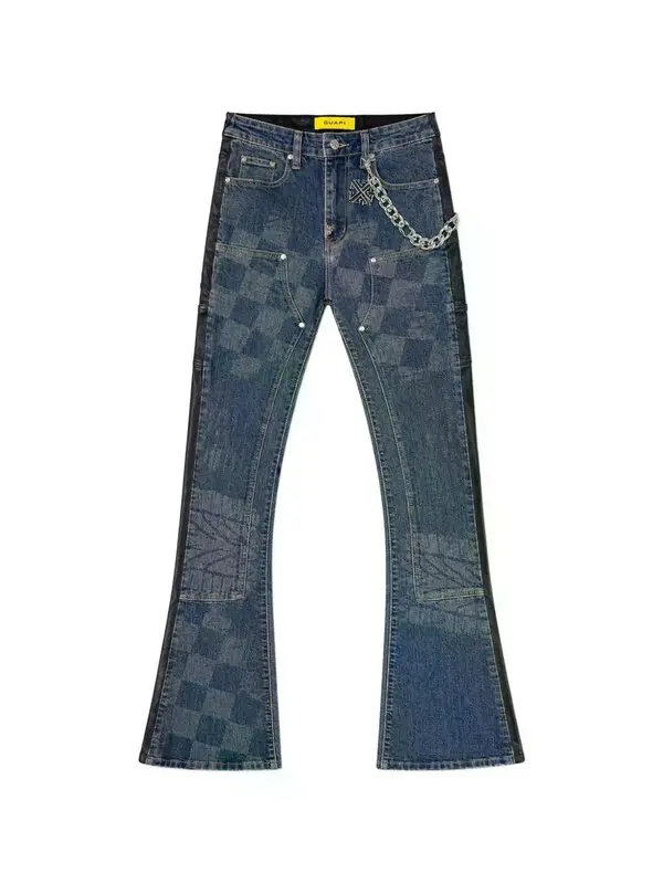 GUAPI Checkerboard-print Panelled Jeans