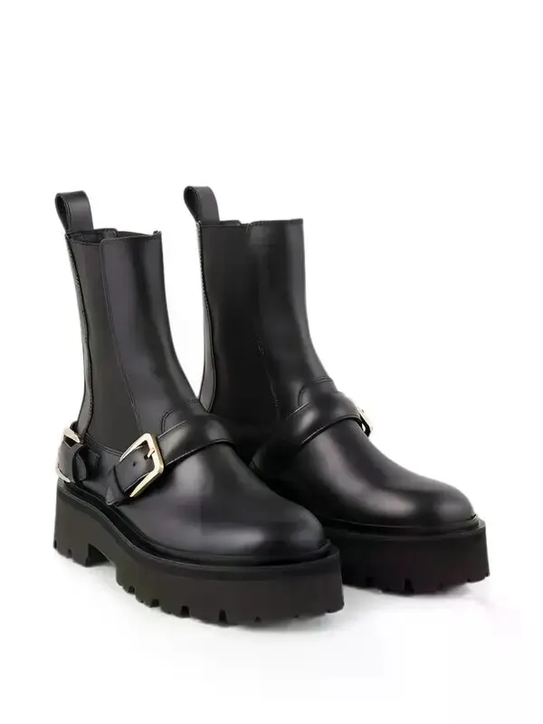 Sandro Buckled Glossed-leather Chelsea Boots