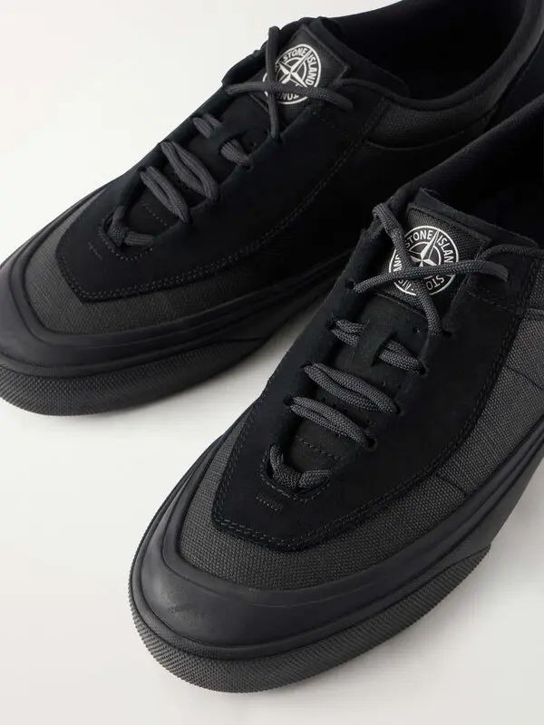 Stone Island Suede-trimmed Canvas Sneakers