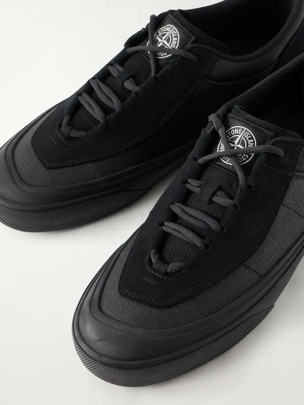 Stone Island Suede-trimmed Canvas Sneakers