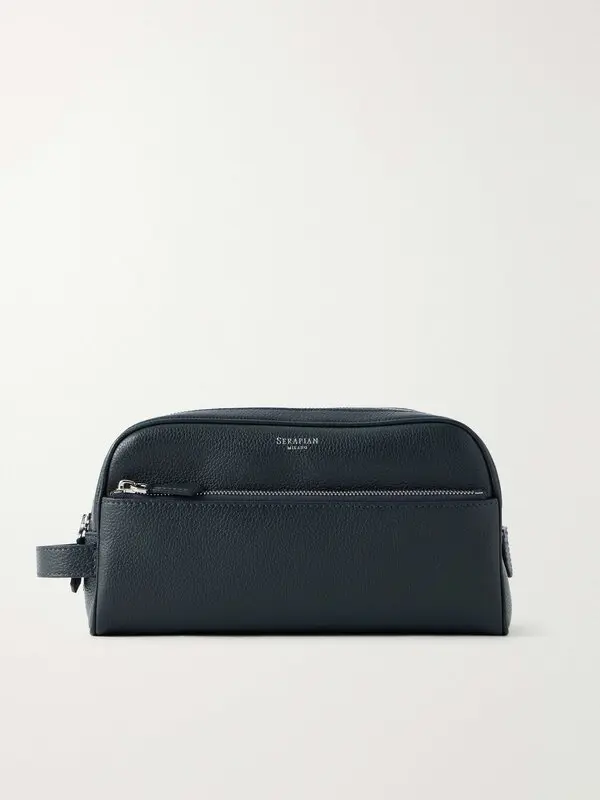 SERAPIAN Full-grain Leather Wash Bag