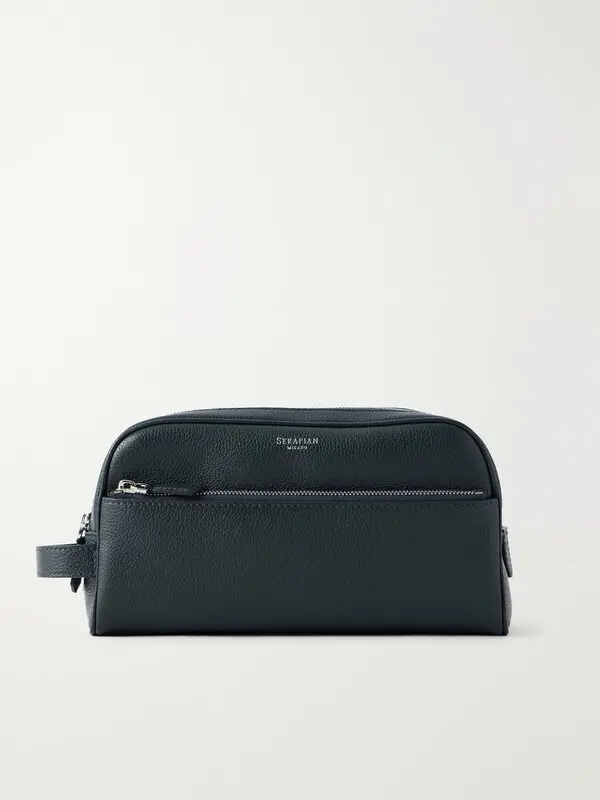 SERAPIAN Full-grain Leather Wash Bag