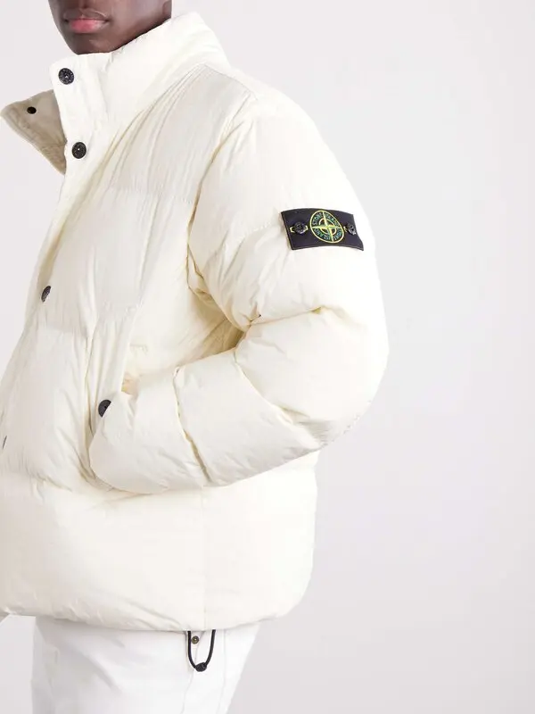 Stone Island Garment-dyed Crinkled-shell Down Jacket