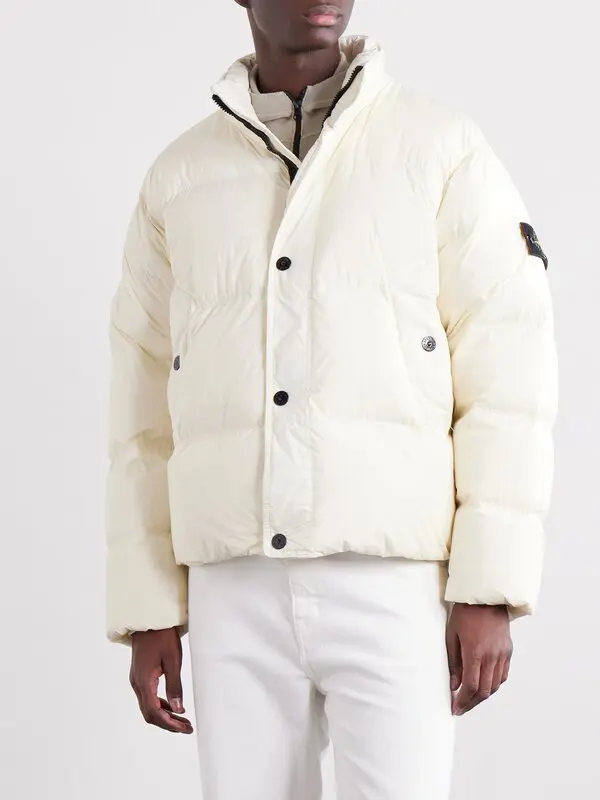 Stone Island Garment-dyed Crinkled-shell Down Jacket