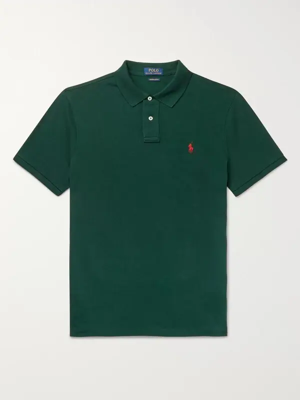 Polo Ralph Lauren Slim-fit Logo-embroidered Cotton-piqué Polo Shirt - Green
