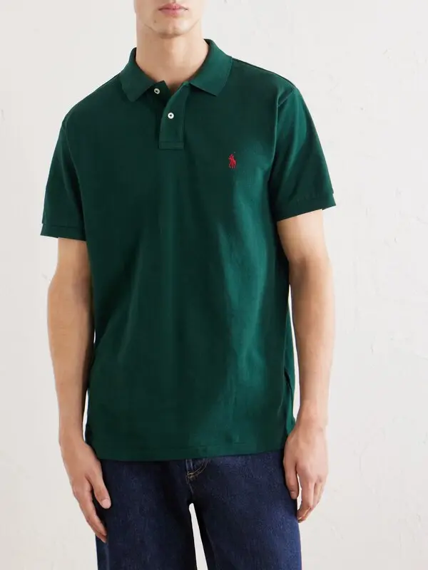 Polo Ralph Lauren Slim-fit Logo-embroidered Cotton-piqué Polo Shirt - Green