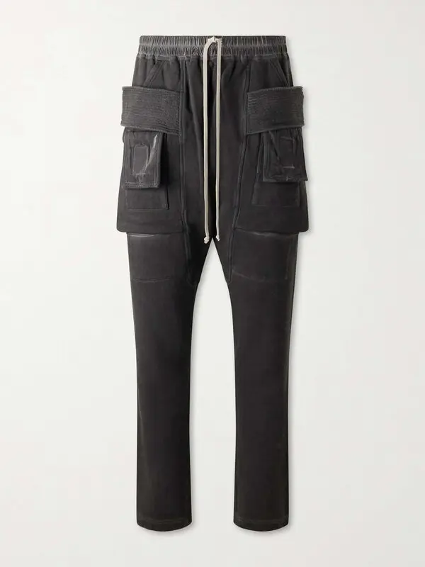 Rick Owens Creatch Straight-leg Cotton-blend Jersey Cargo Sweatpants - Gray