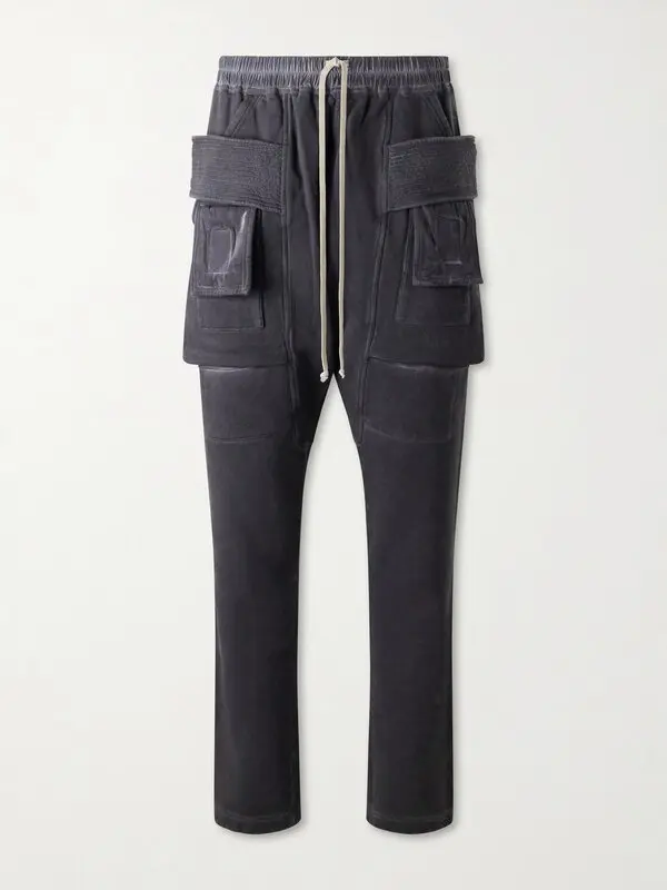 Rick Owens Creatch Straight-leg Cotton-blend Jersey Cargo Sweatpants - Gray