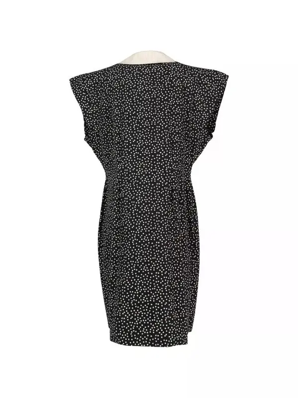 Saint Laurent Polka-dot-print Notched-lapel Mini Dress - Black
