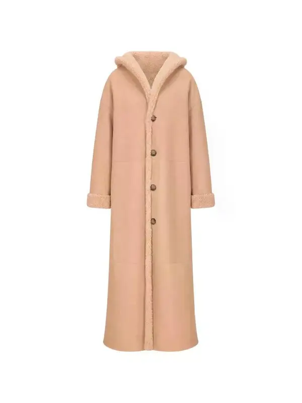 LA ROSE Reversible Shearling Coat - Neutrals