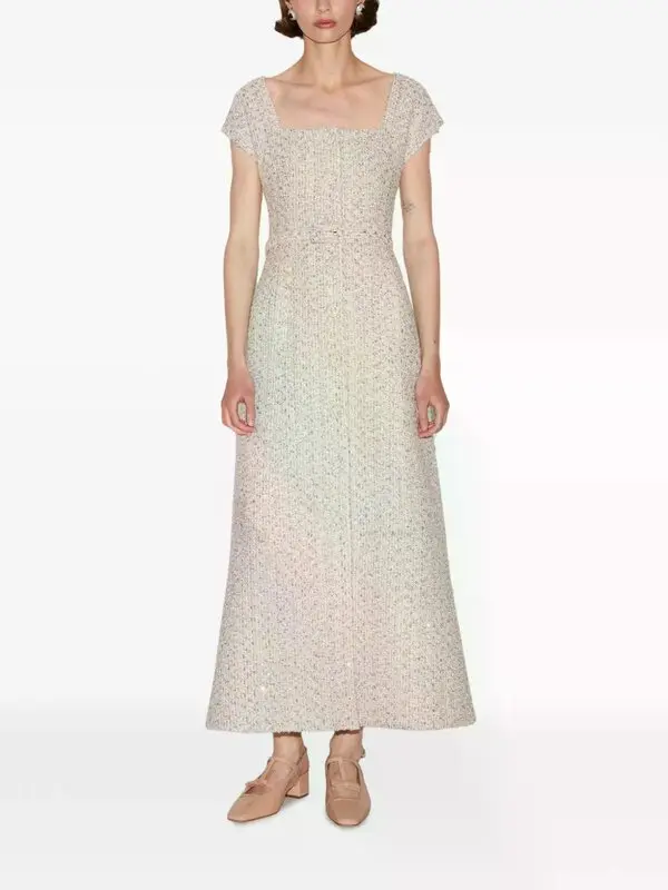 Huishan Zhang Suki Tweed Square Neck Dress