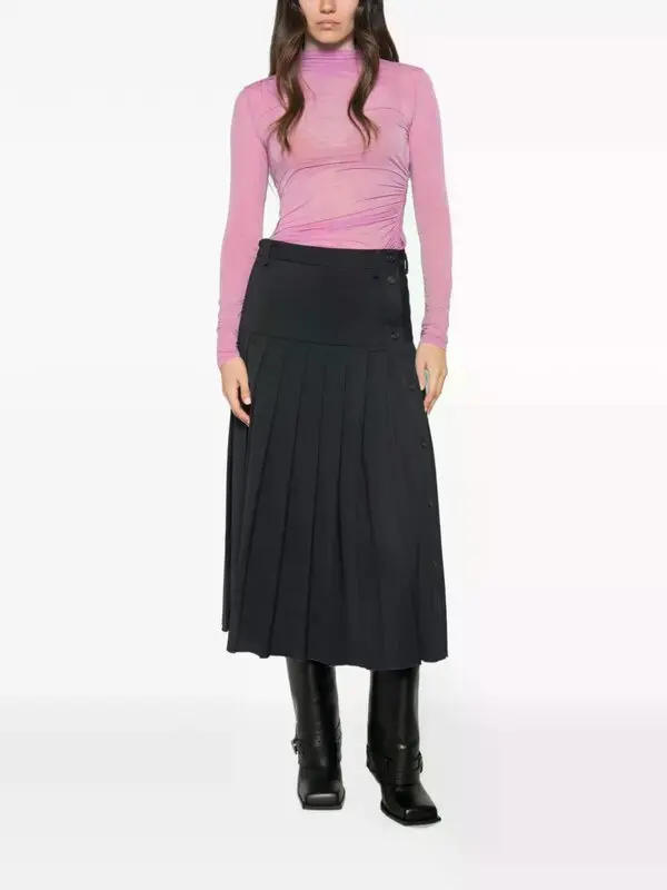 Patrizia Pepe Sheer Draped High Neck Top