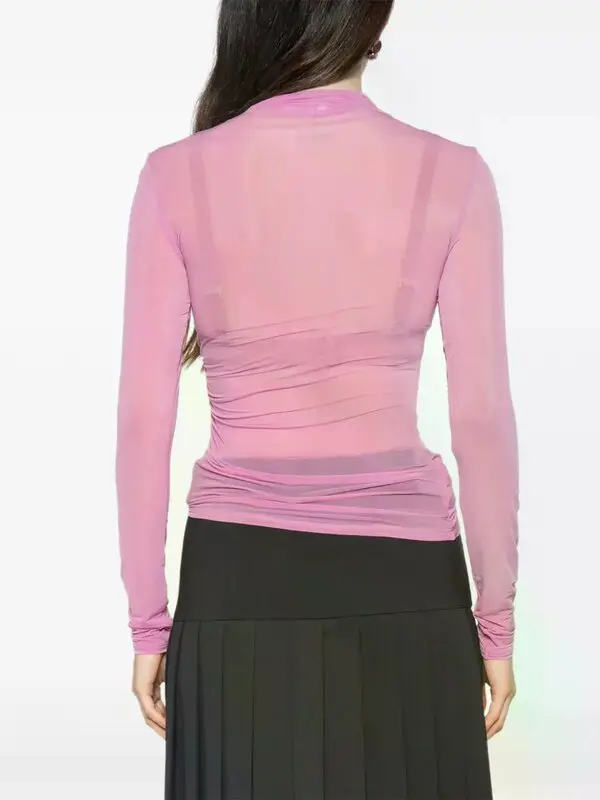Patrizia Pepe Sheer Draped High Neck Top