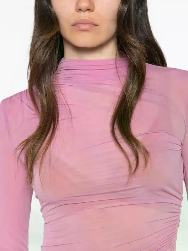 Patrizia Pepe Sheer Draped High Neck Top
