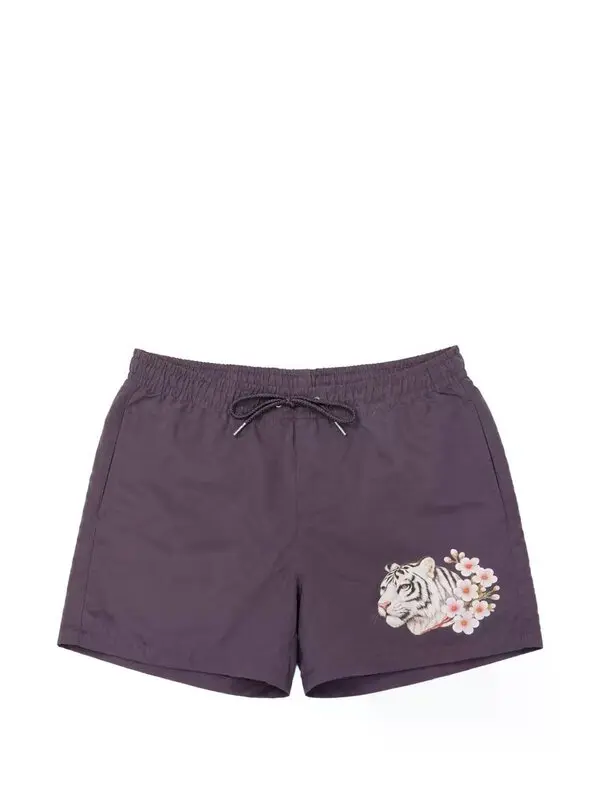 MELT Tiger-print Drawstring Swim Shorts - Purple