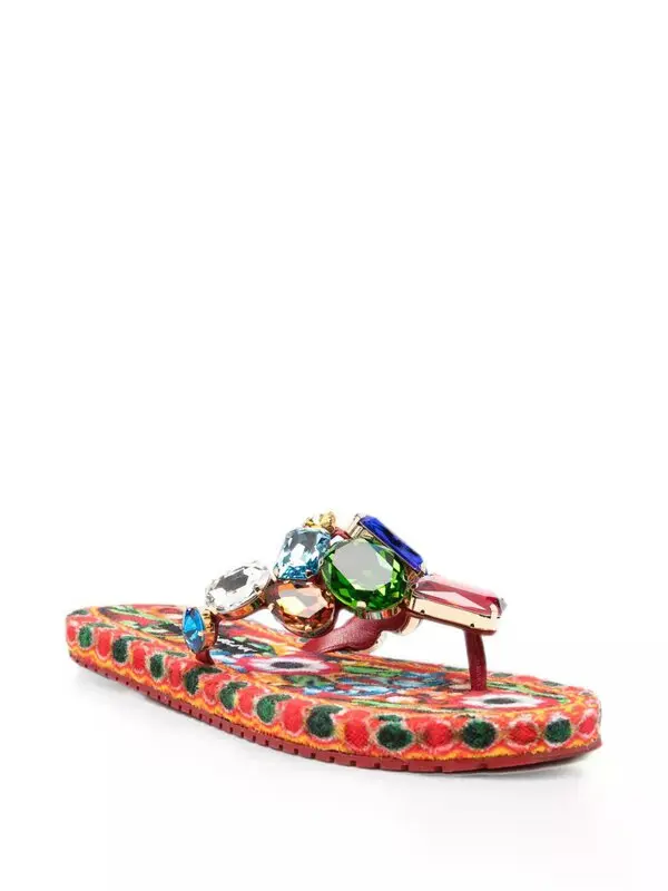 Dolce & Gabbana Embellished Carretto-print Sandals - Red
