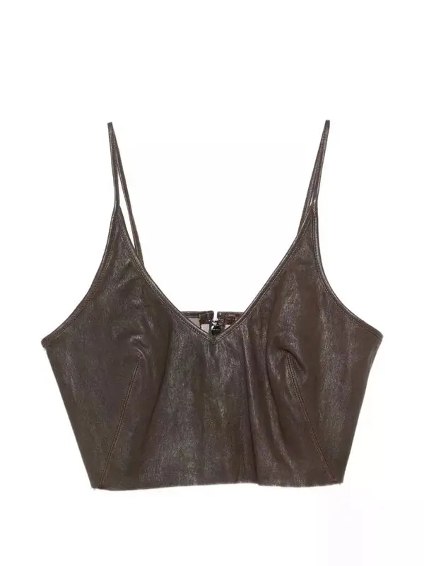 Rick Owens Leather Crop Top - Brown