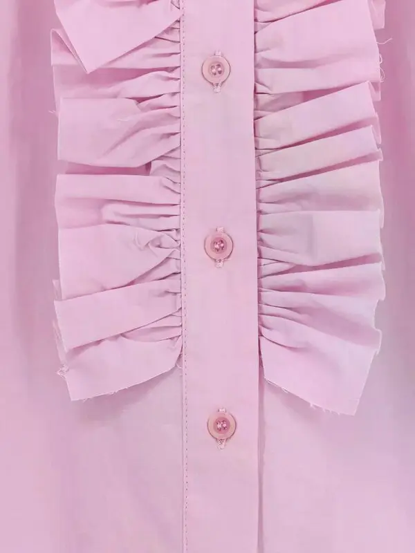NUDE Ruffled-trim Cotton Shirt