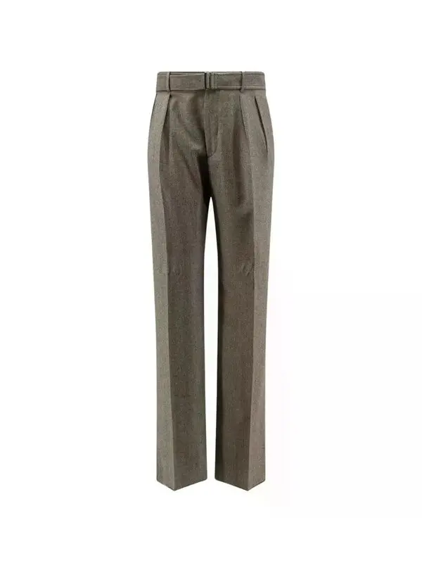 Tagliatore Belted Pleated Micro-check Tailored Trousers