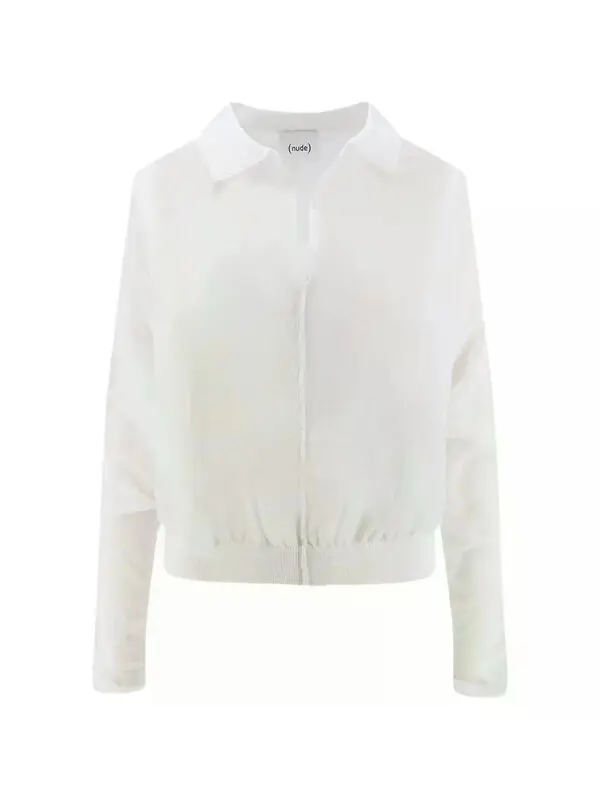 NUDE Ribbed-trim Polo-collar T-shirt - White
