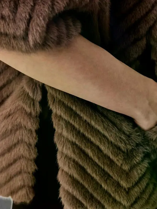 Joseph Ribkoff Chevron-pattern Faux-fur Jacket