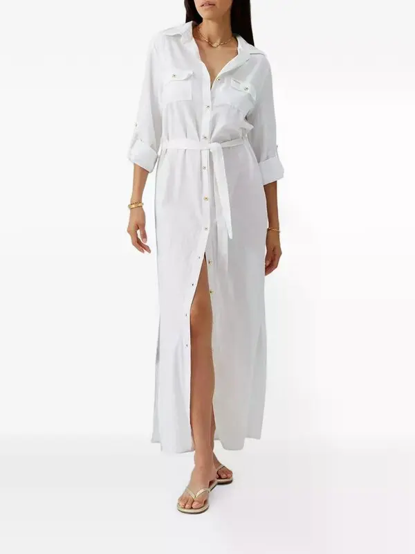 Melissa Odabash Belted Button-up Midi Dress