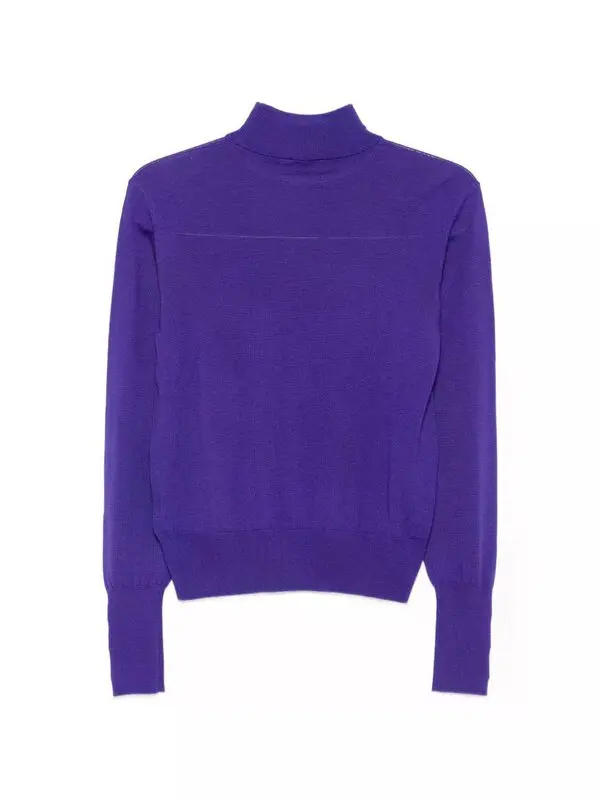 Patrizia Pepe Embellished Turtleneck Sweater - Purple