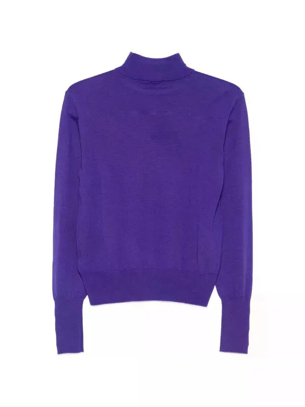 Patrizia Pepe Embellished Turtleneck Sweater - Purple