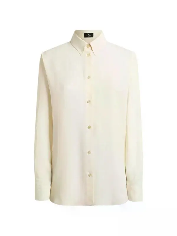 Etro Silk-blend Jacquard Shirt With Paisley Motif - Neutrals