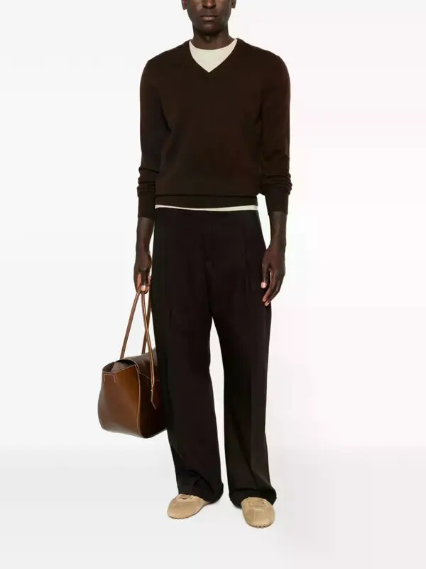 Eric Bompard V-neck Cashmere Knit - Brown