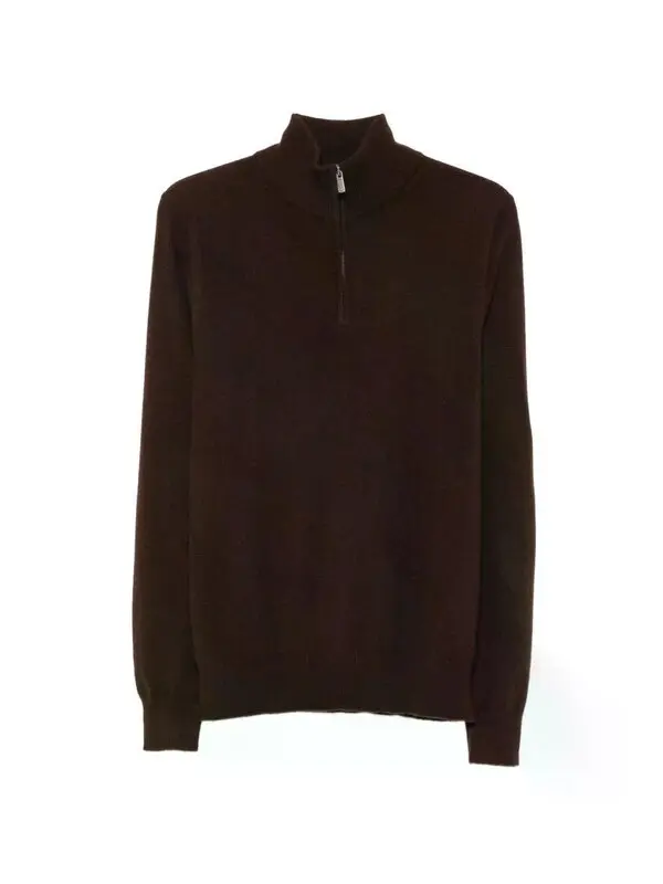 Eric Bompard Zip-neck Cashmere Knit - Brown