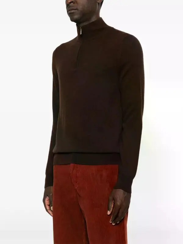 Eric Bompard Zip-neck Cashmere Knit - Brown