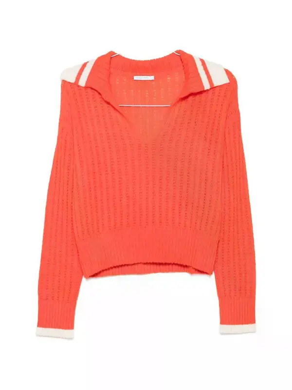 Patrizia Pepe Stripe-detail Open-knit Sweater - Orange