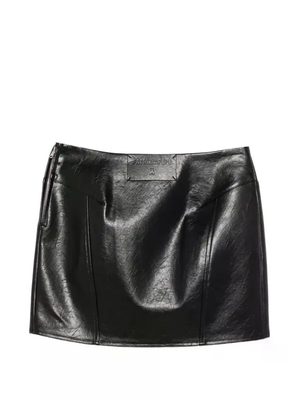 Patrizia Pepe Coated Logo Patch Skirt - Black
