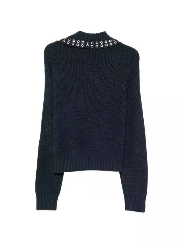 Patrizia Pepe Eyelet-embellished Ribbed-knit Sweater