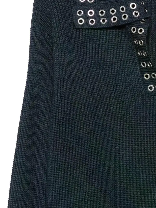 Patrizia Pepe Eyelet-embellished Ribbed-knit Sweater