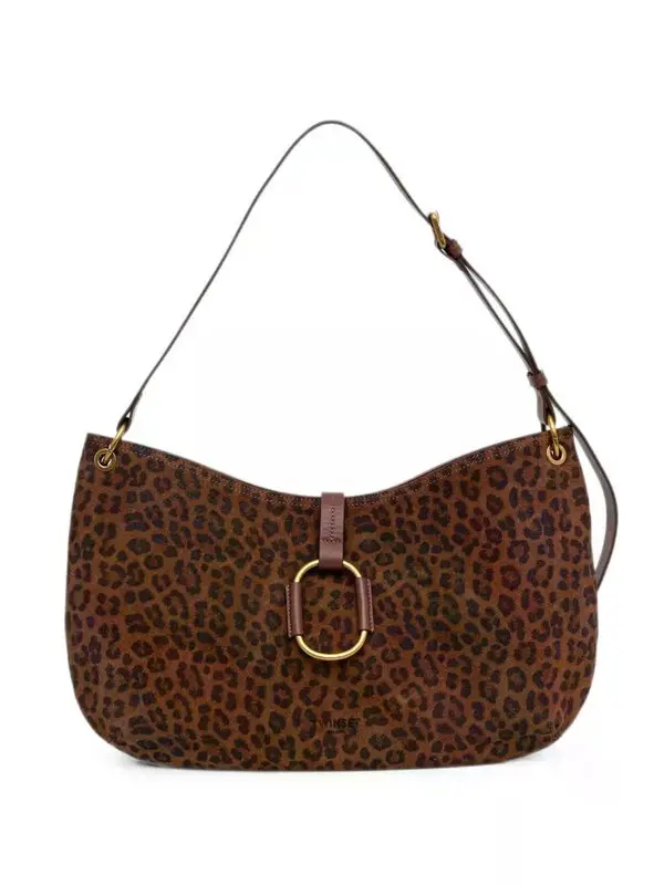 TWINSET Leopard-print Buckle-detail Shoulder Bag - Brown