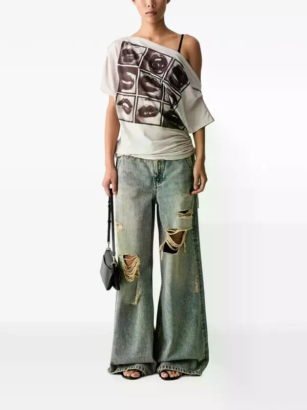Miss Sixty Distressed Flared Jeans - Blue