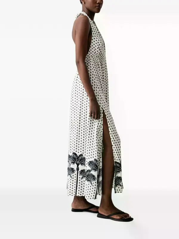 Marc O'polo Halterneck Maxi Dress With Palm Print