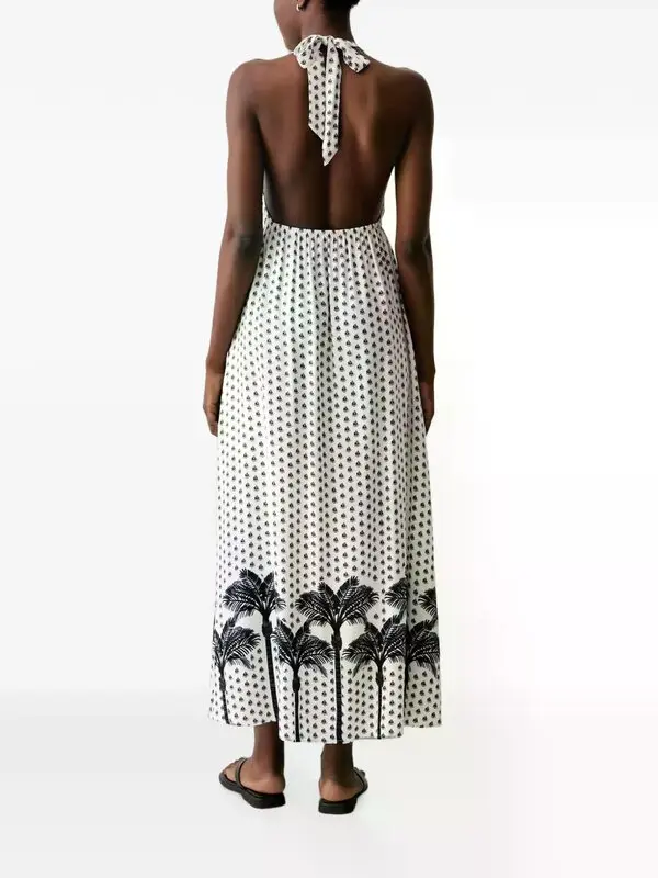 Marc O'polo Halterneck Maxi Dress With Palm Print