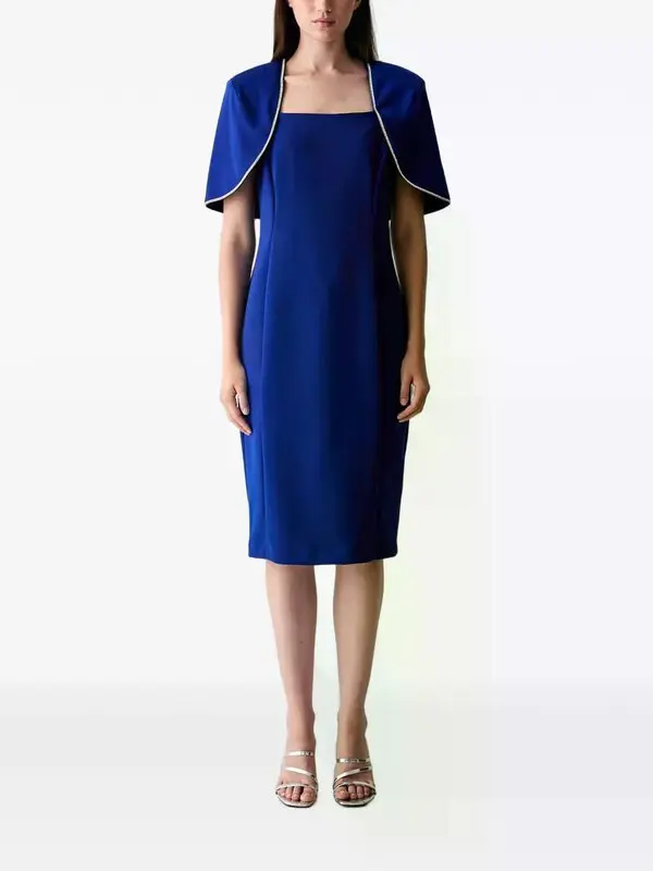 Joseph Ribkoff Midi Crystal-embellished Cape-overlay Dress - Blue