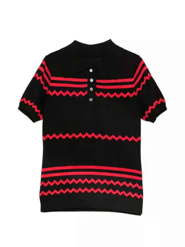 Cynthia Rowley Ziggy Cropped Polo Shirt - Black