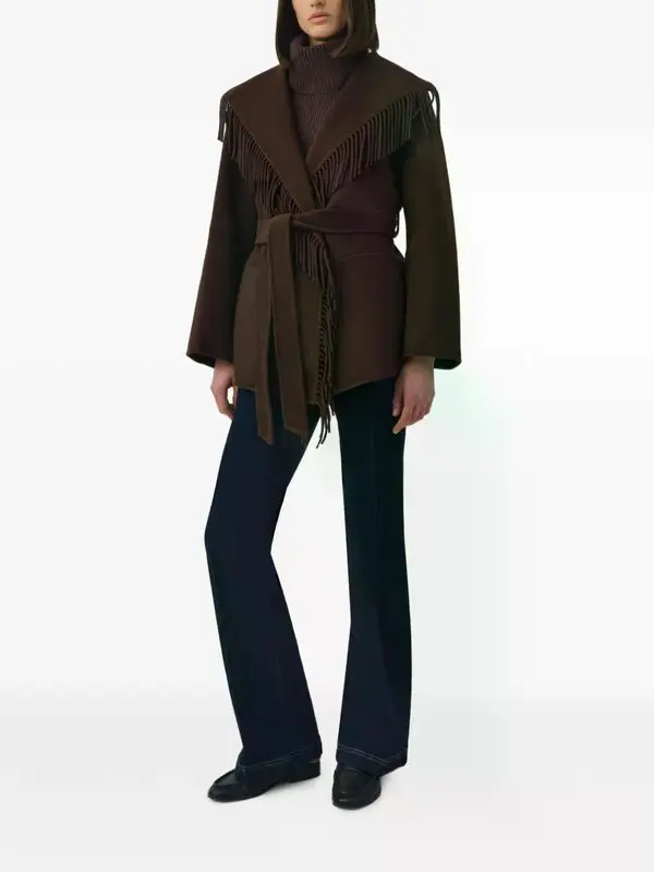 Simkhai Rowen Fringe-trimmed Wool Jacket - Brown