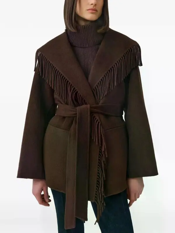 Simkhai Rowen Fringe-trimmed Wool Jacket - Brown