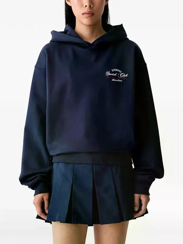 Iceberg Logo-embroidered Hoodie - Blue
