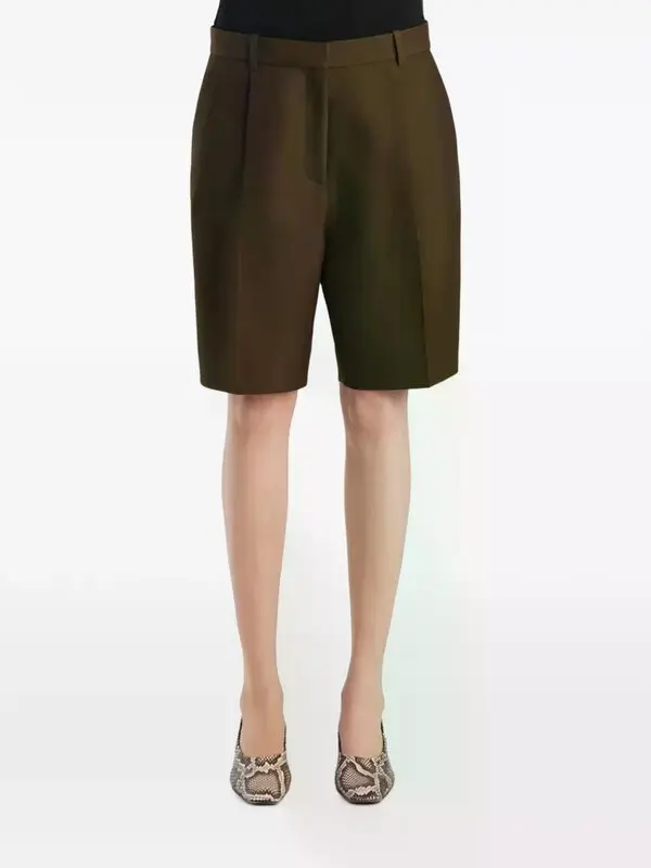 Khaite Auggie Knee-length Shorts In Sculptural Cady - Green