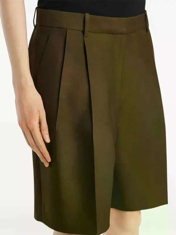 Khaite Auggie Knee-length Shorts In Sculptural Cady - Green