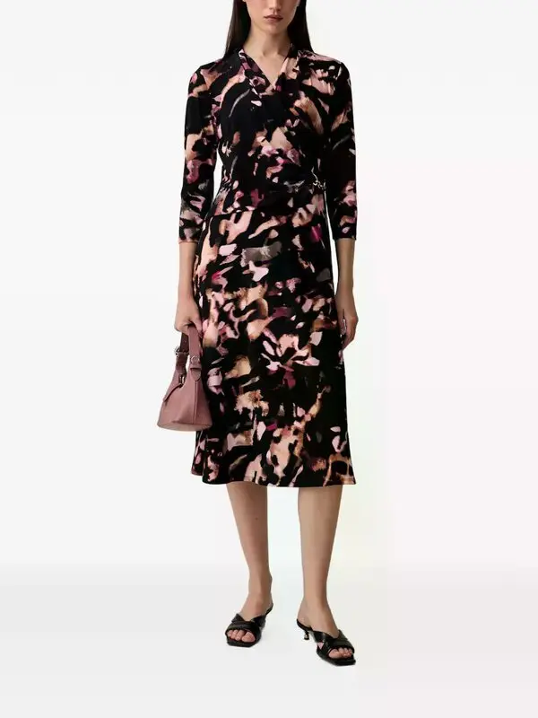 Joseph Ribkoff Midi Abstract-print Wrap-style Dress - Black